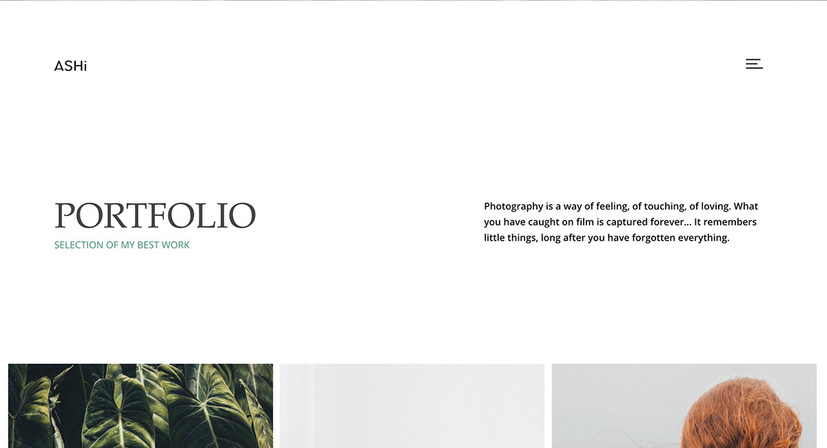 Ashi - Minimal Photography WordPress Theme - Daily Design ☕️